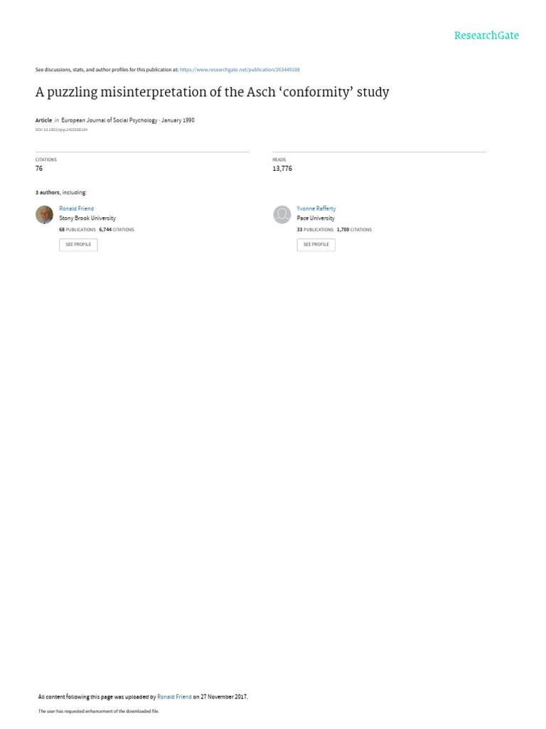 A Puzzling Misinterpretation of The Asch Conformi | PDF