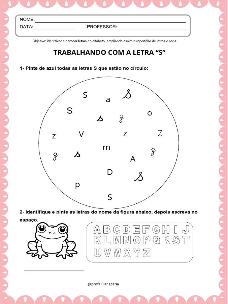 Atividades com as letras S e Z | PDF