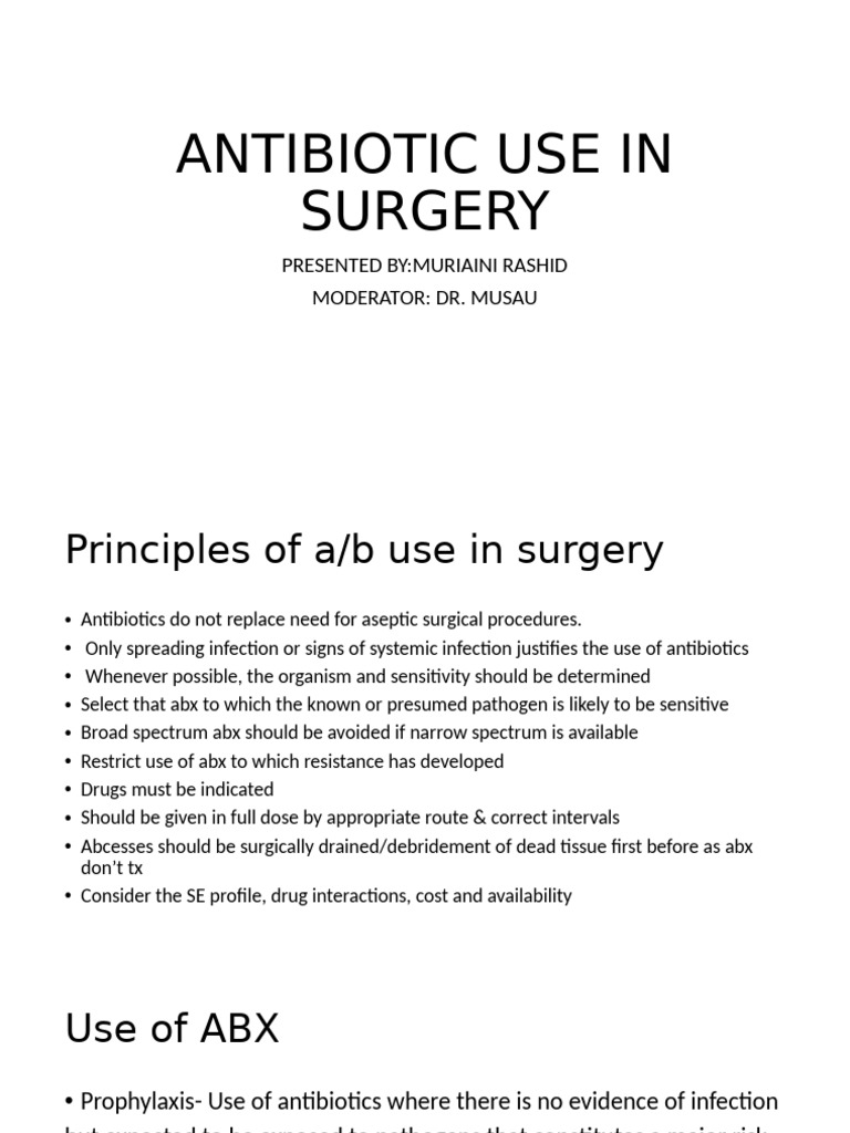 Abx Use in Surg - Rashid | PDF | Infection | Beta Lactamase