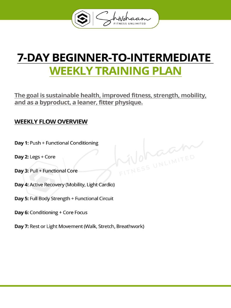 Weekly Training Plan | PDF