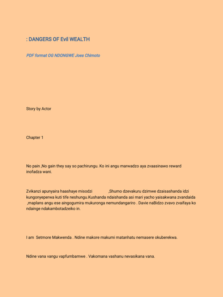 Dangers of Evil-wealth | PDF