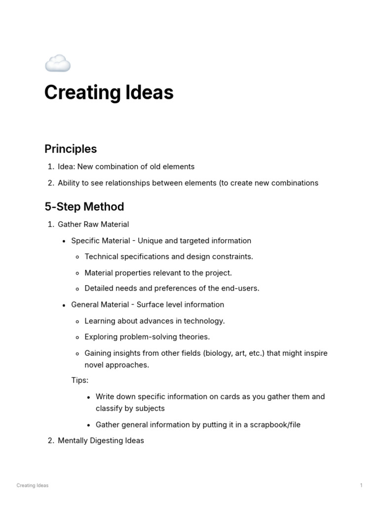 Idea Creation Principles and Process | PDF