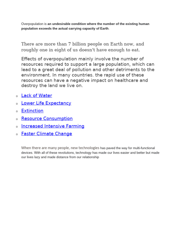 Overpopulation Is | PDF