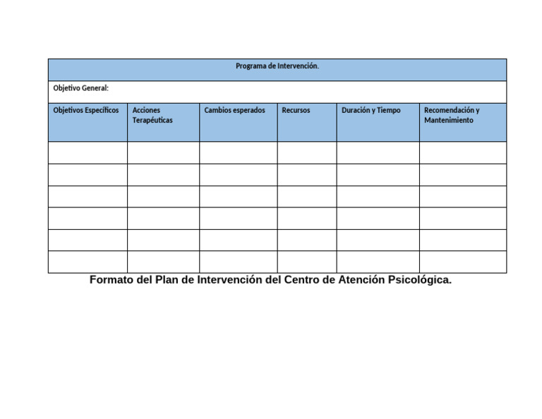 Plantilla de Programa de Intervención | PDF