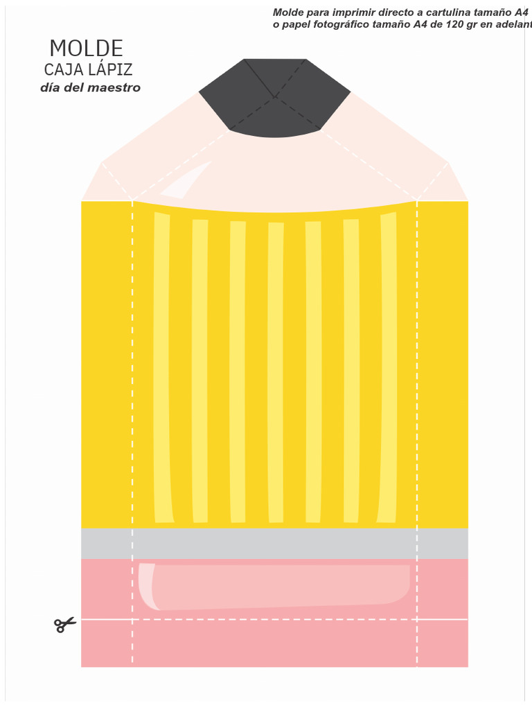 MOLDE - Caja Lápiz Día Del Maestro PDF | PDF