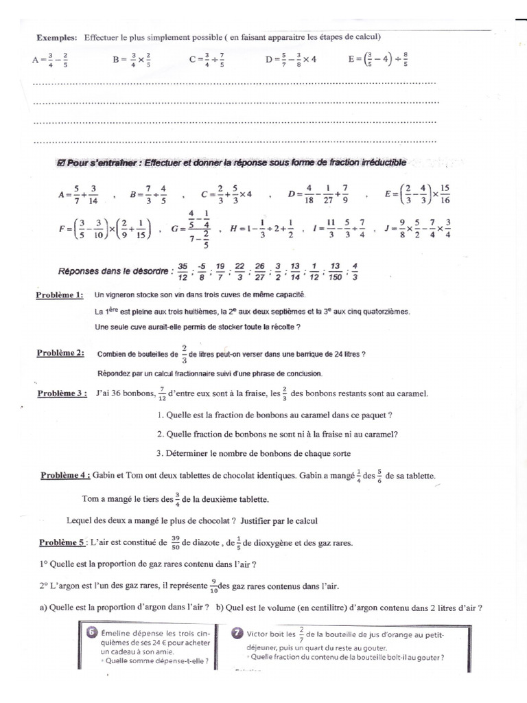 Fractions Problèmes | PDF