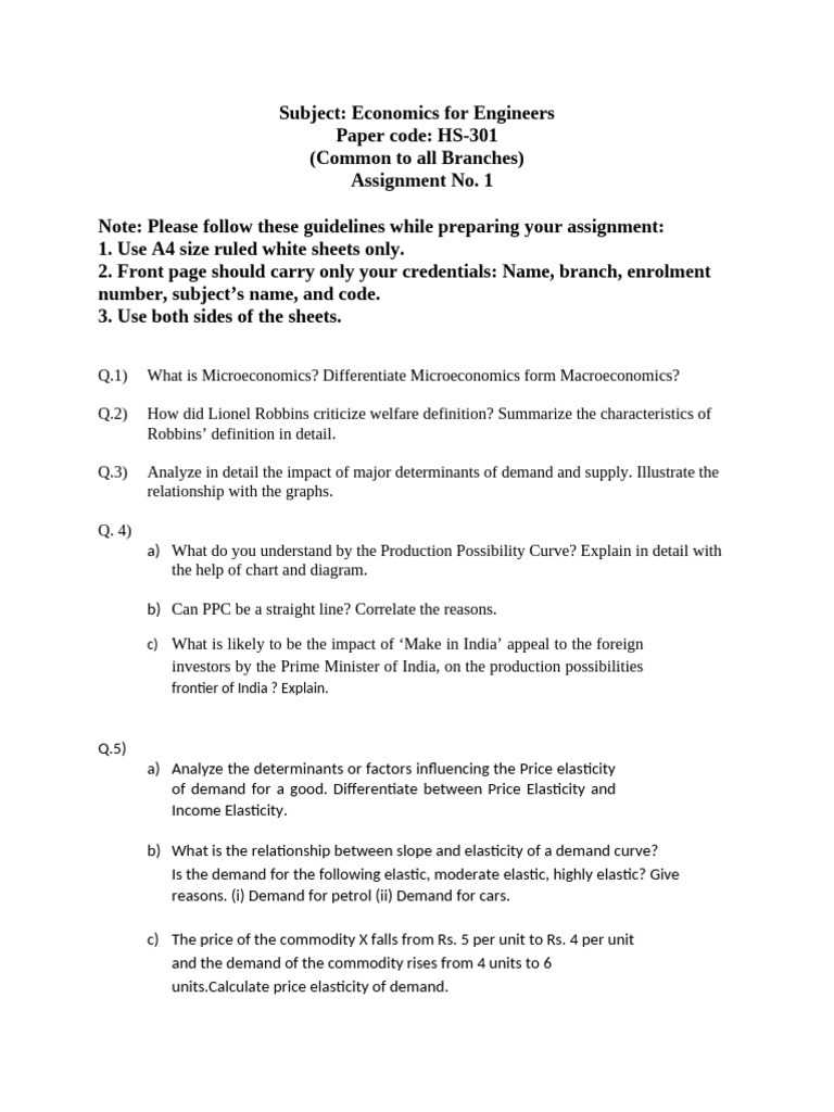 Eco Assignment 1 | PDF