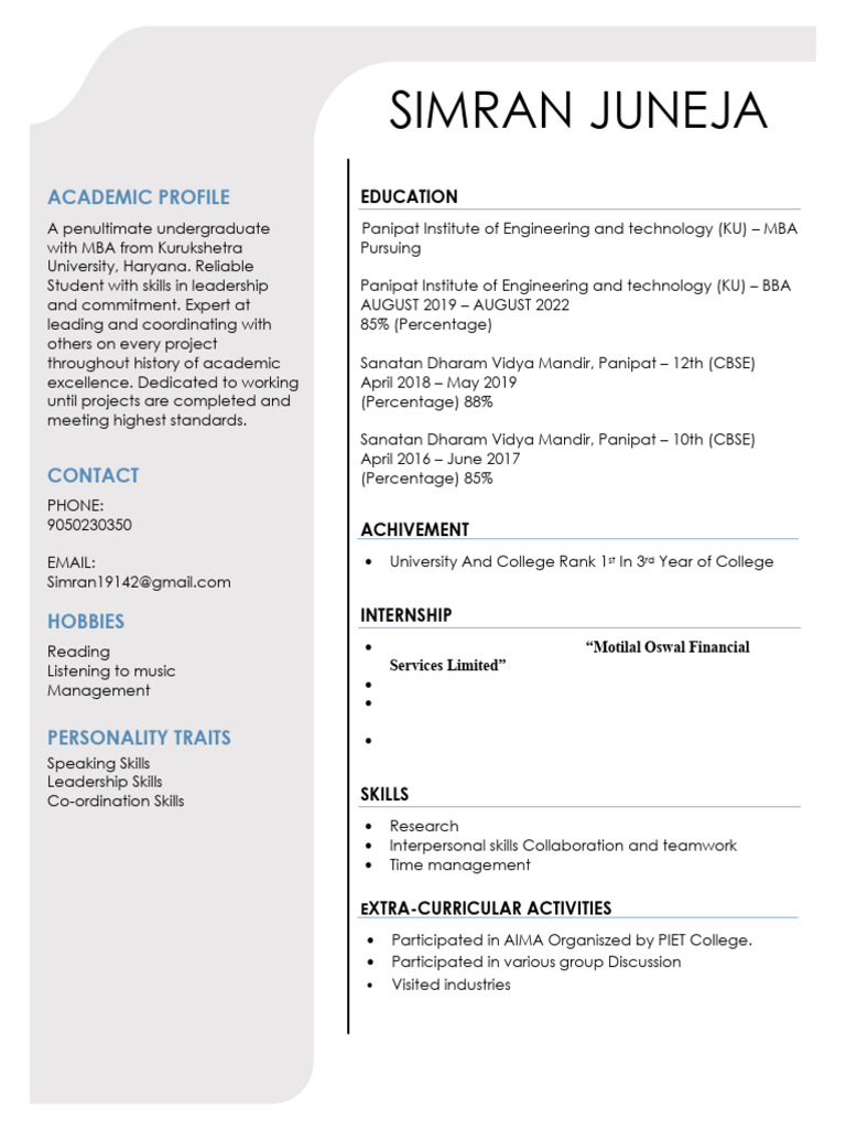 Simran Juneja CV (n.2) | PDF