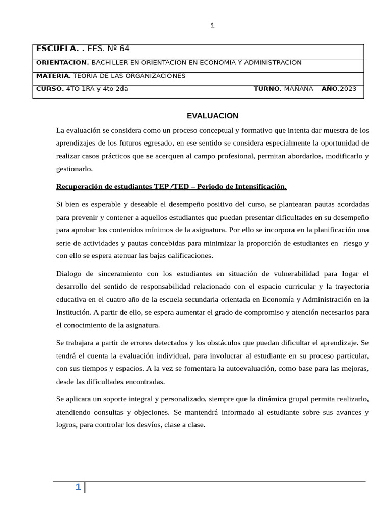 Evaluación TEA, TEP y TED en 4to Año | PDF | Evaluación | Aprendizaje