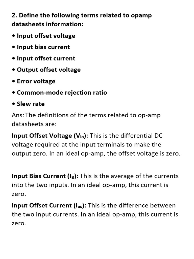 Op-Amp Datasheet Terminology Explained | PDF | Operational Amplifier ...