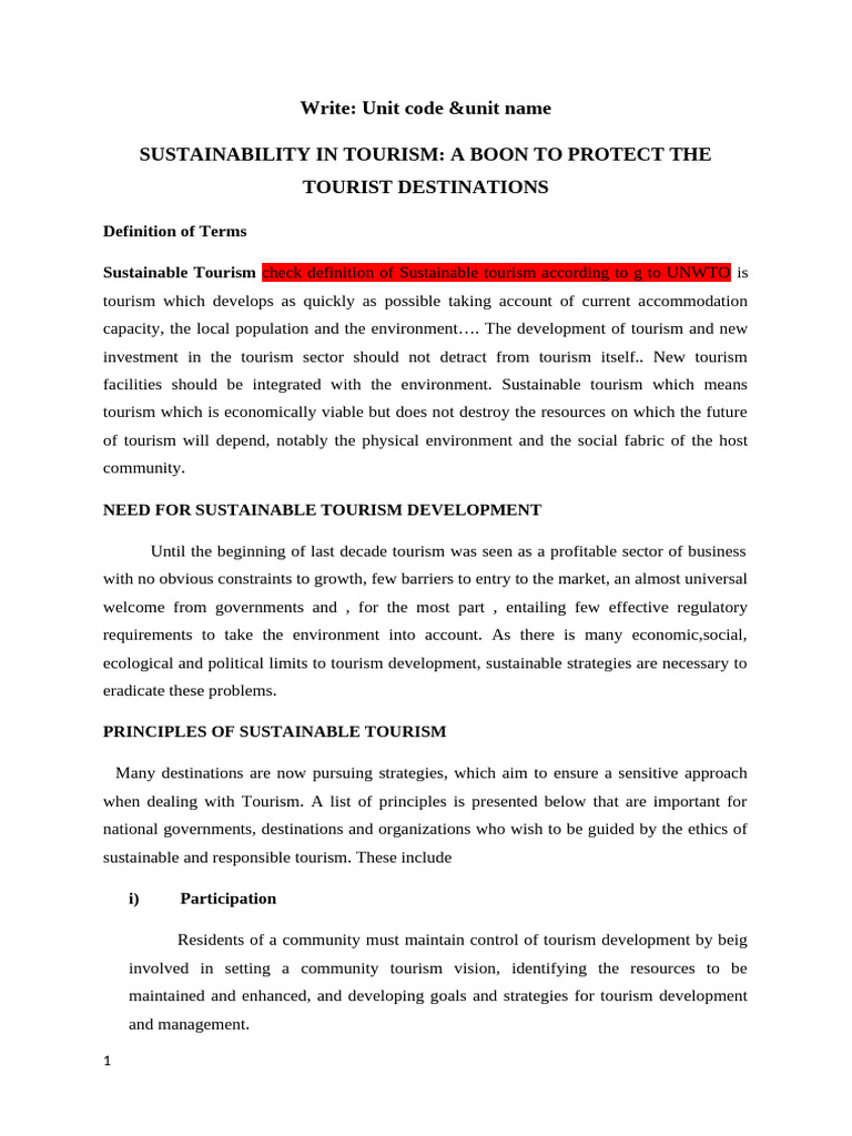 Copy1-Sustainable Tourism Notes | PDF | Sustainability | Tourism