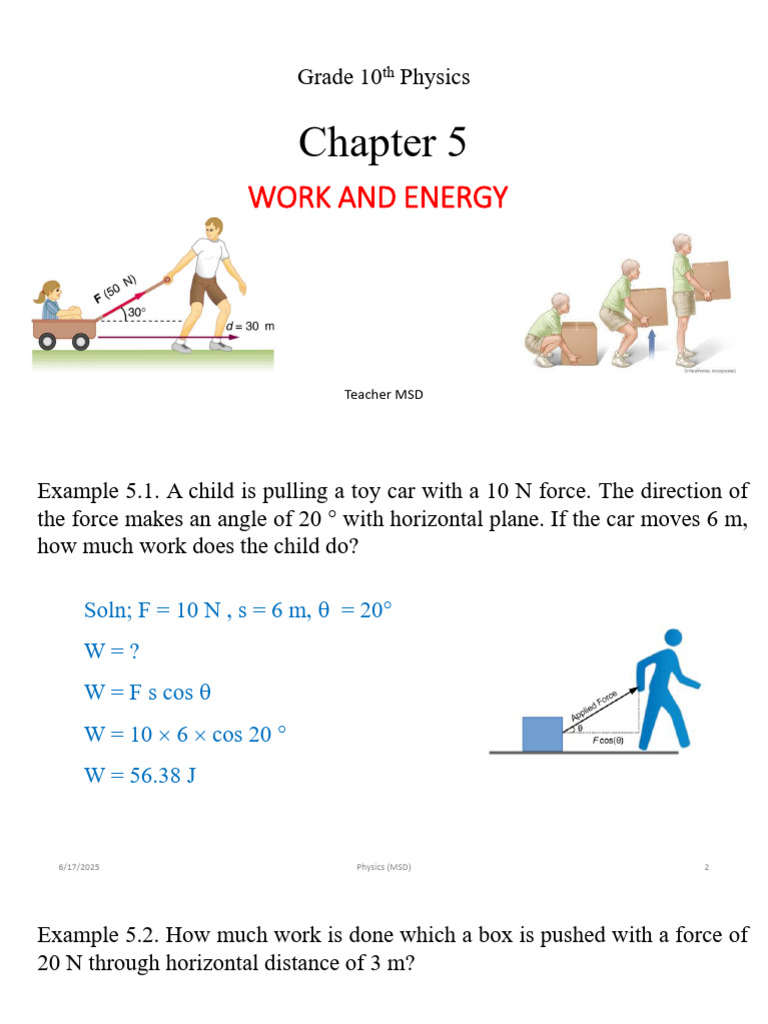 G10 Physics Work Exercises | PDF | Force | Potential Energy