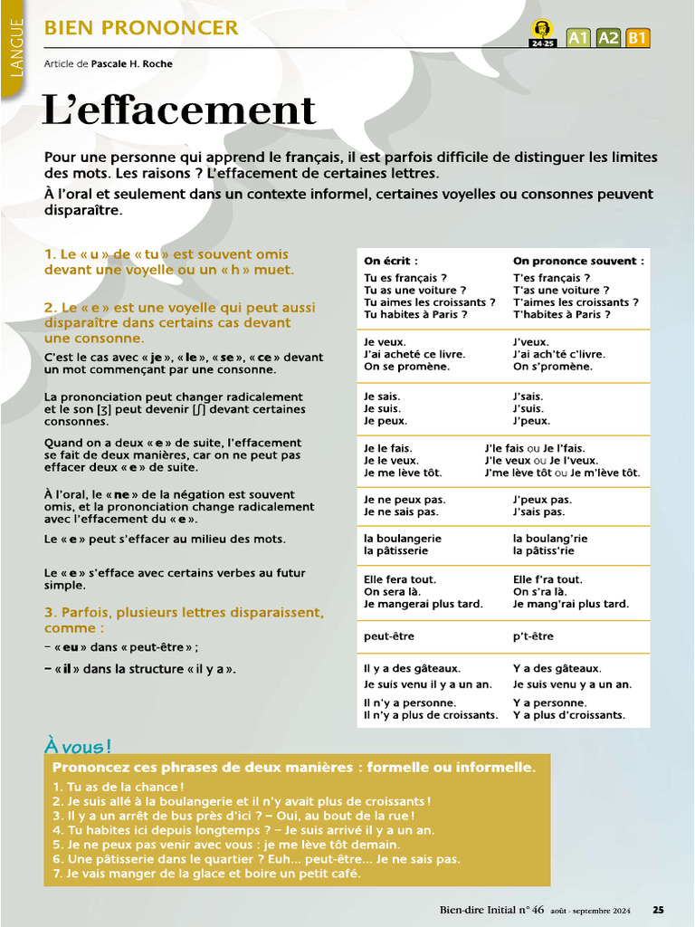 Prononciation l'Effacement | PDF