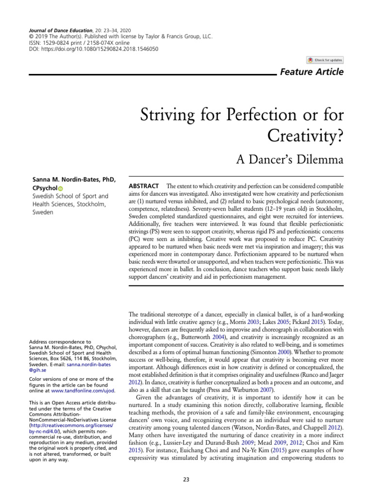 Striving For Perfection or For Creativit | PDF | Perfectionism ...