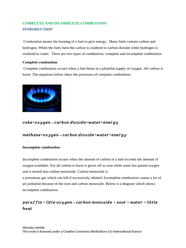 Complete vs Incomplete Combustion Explained | PDF
