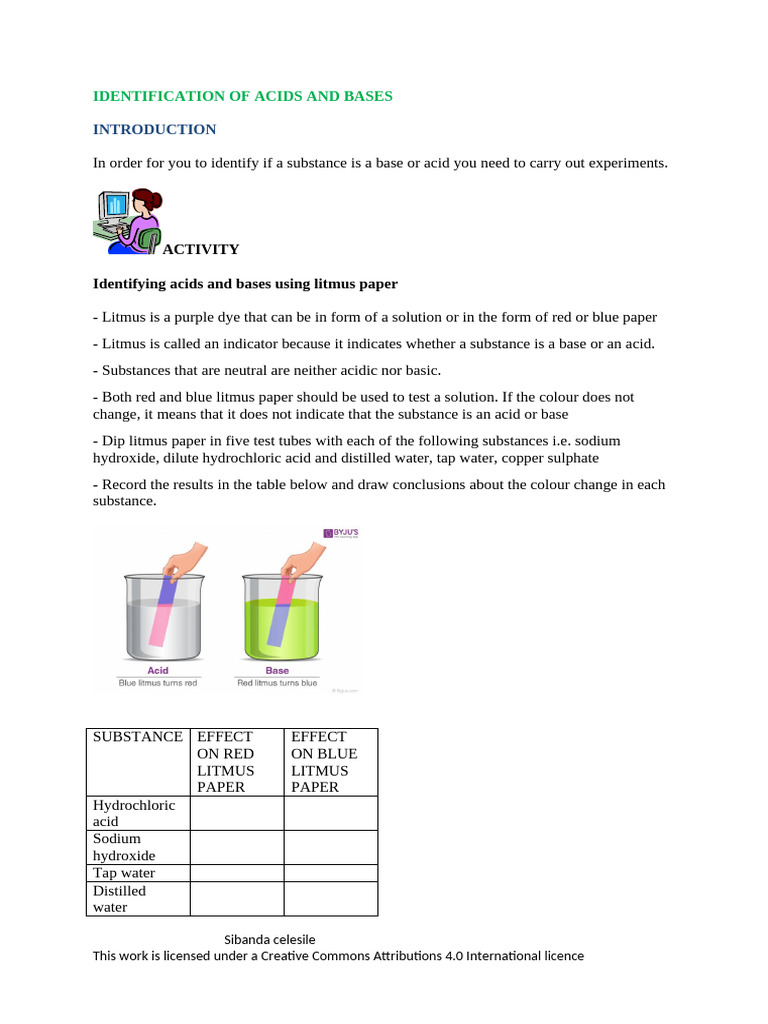 Chemistry - F 2 Acids and Bases-Identification of Acids and Bases | PDF