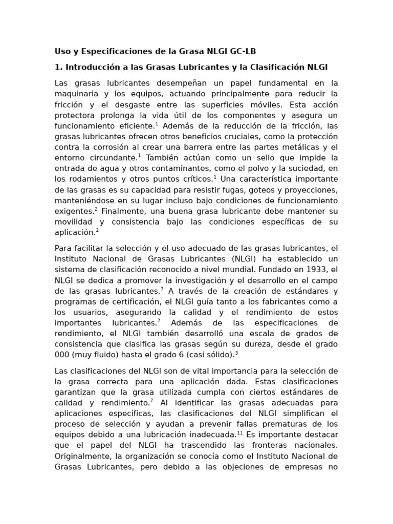 Especificaciones de Grasa NLGI GC-LB | PDF | Rodamiento (Mecánico ...