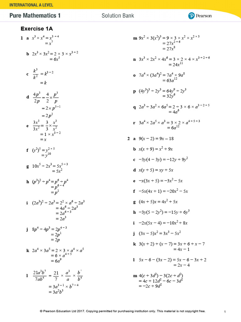 P1 Chapter 1 Algebraic Expressions | PDF
