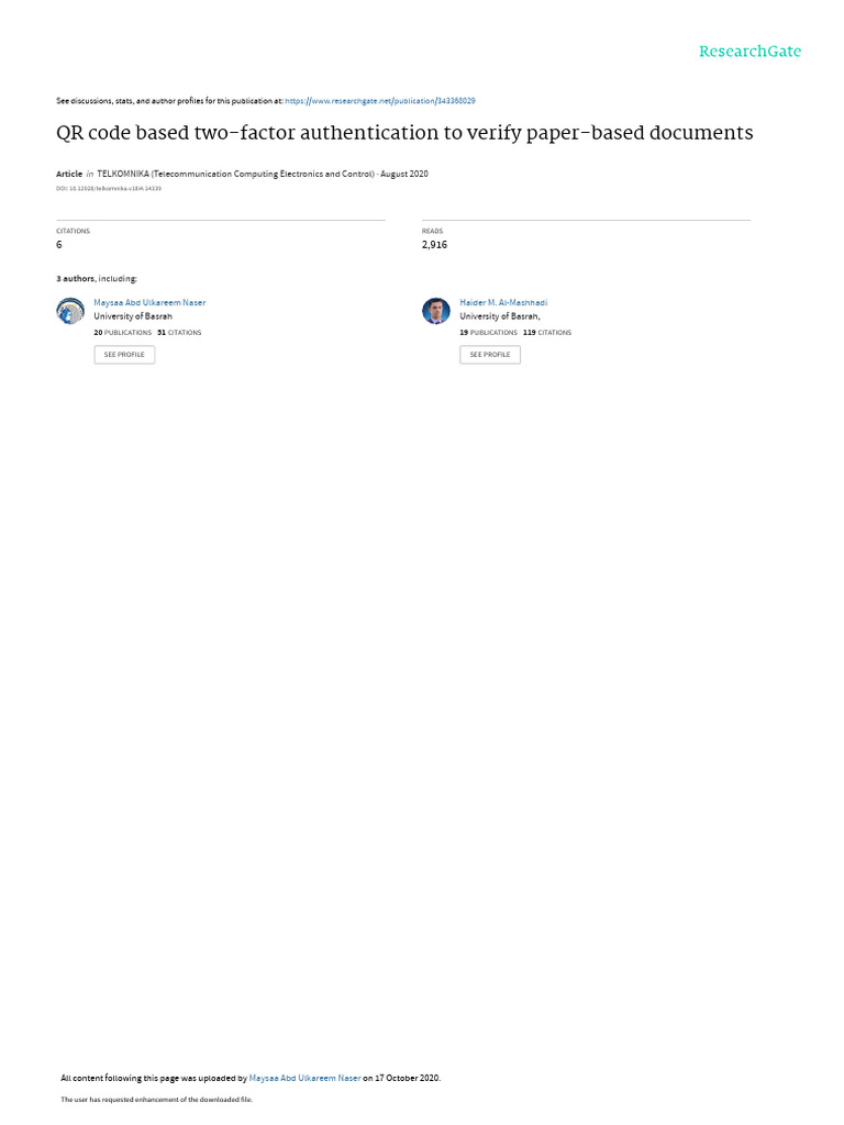 4QR Code Based Two-Factor Authentication To Verify | PDF | Qr Code ...