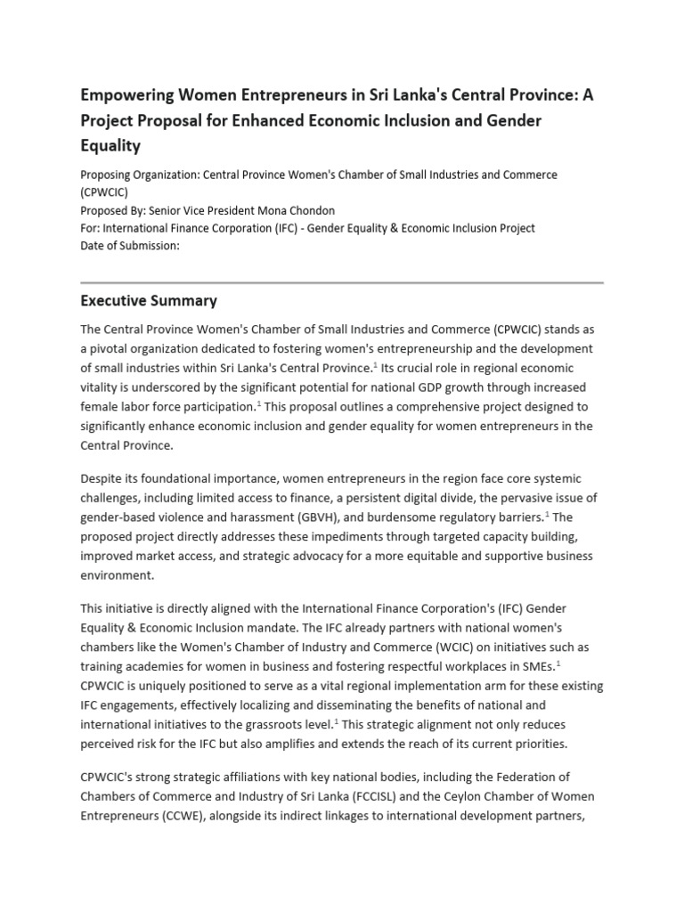 Project Proposal For Gender Equality | PDF | Entrepreneurship ...