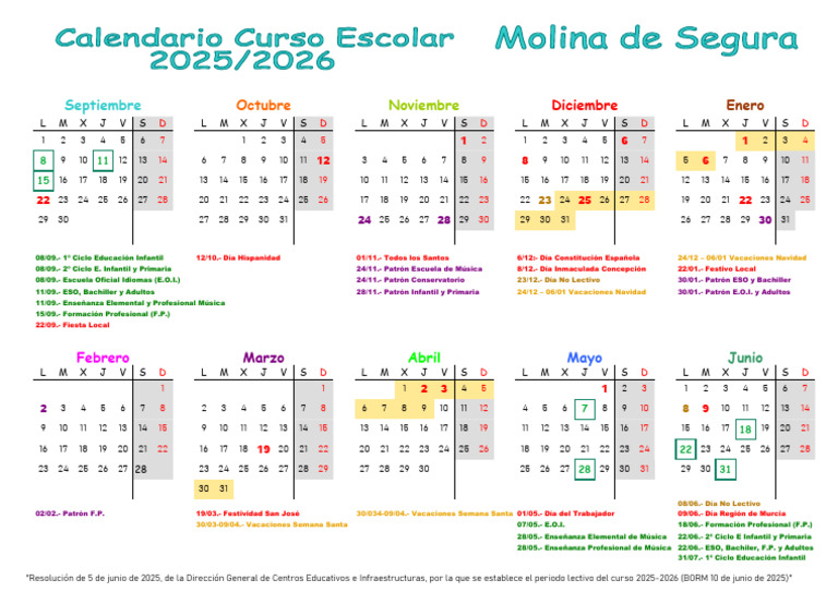 Calendario Escolar 2025-2026 | PDF | Educación vocacional | Educación ...