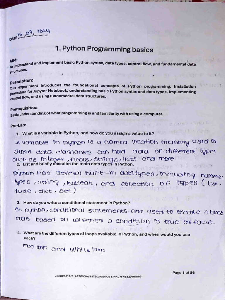 Aiml Lab Experimnet 1 To 6 | PDF