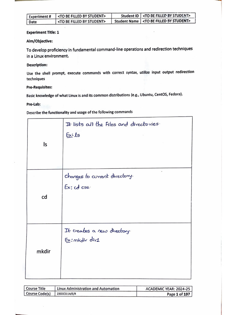 Linux Practical (A, E, R) - Week-1 To 6 PDF | PDF
