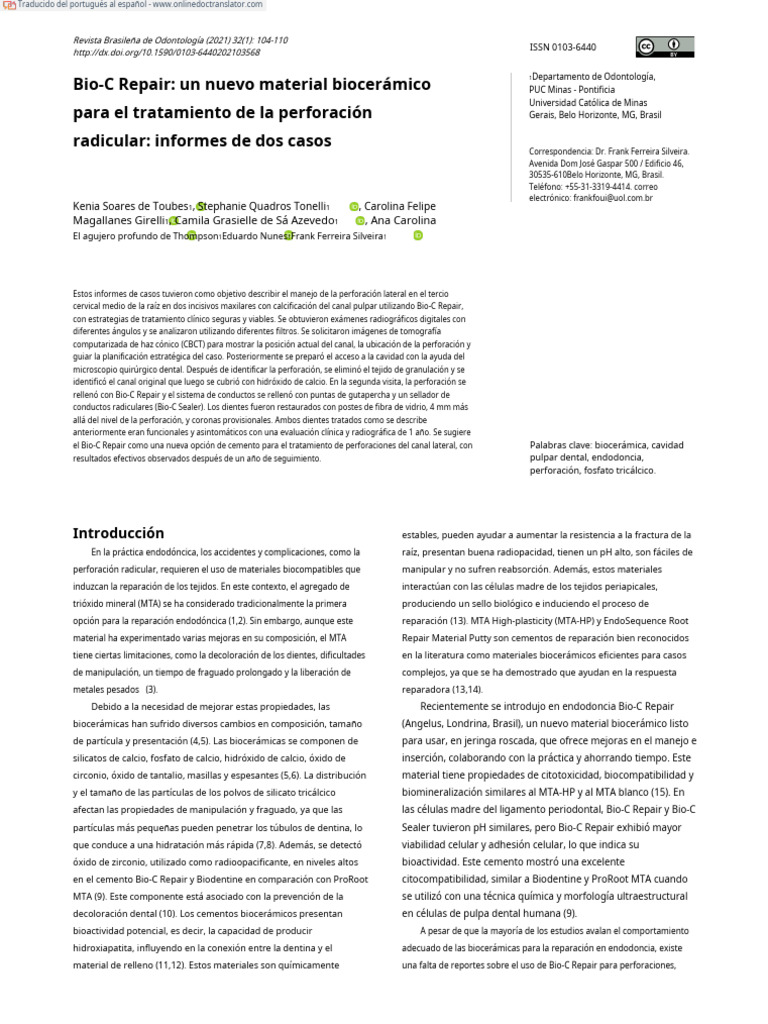 6.-Bio-C Repair - A New Bioceramic Material For Root .PT - Es | PDF