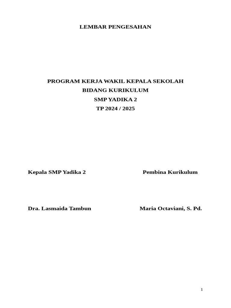 Program Pembina Kurikulum Fix | PDF