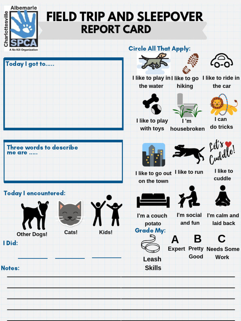 Fido Field Trip Report Card | PDF