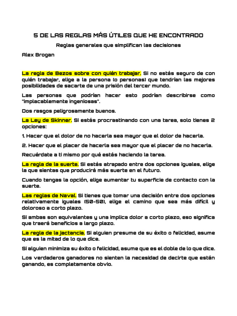 5 de Las Reglas Más Útiles Que He Encontrado | PDF