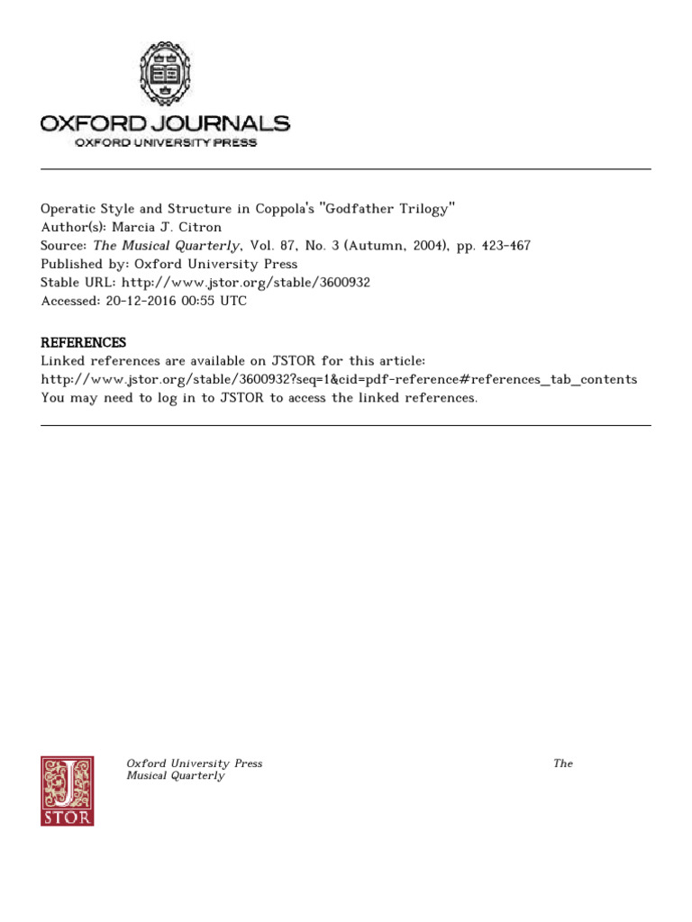 Operatic Style and Structure in Coppola - Godfather - Trilogy | PDF ...