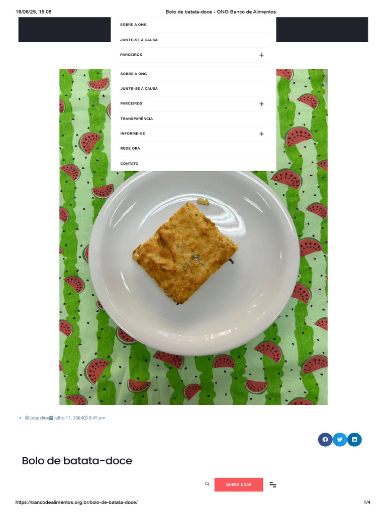 5 Bolo de Batata-Doce - ONG Banco de Alimentos | PDF