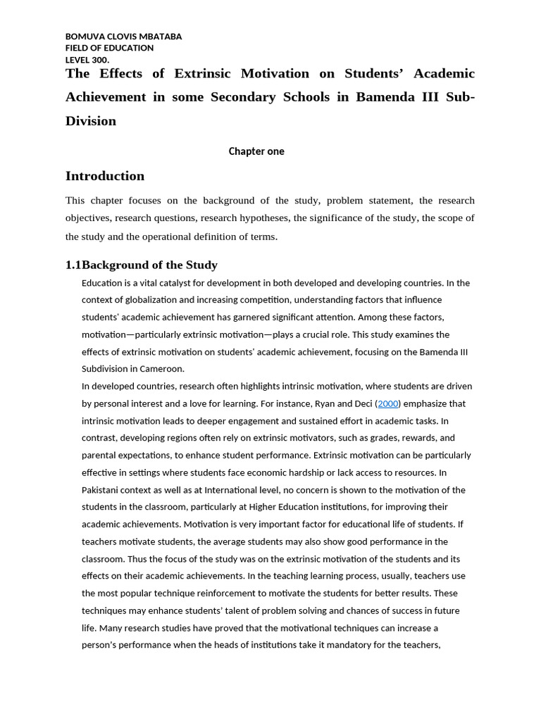 The Effects of Extrinsic Motivation On Students | PDF | Motivational ...