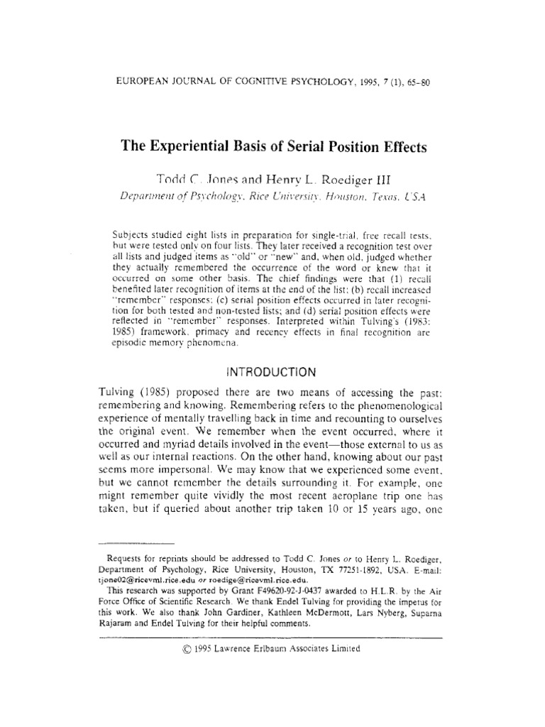 Jones Roediger 1995 EJCP | PDF