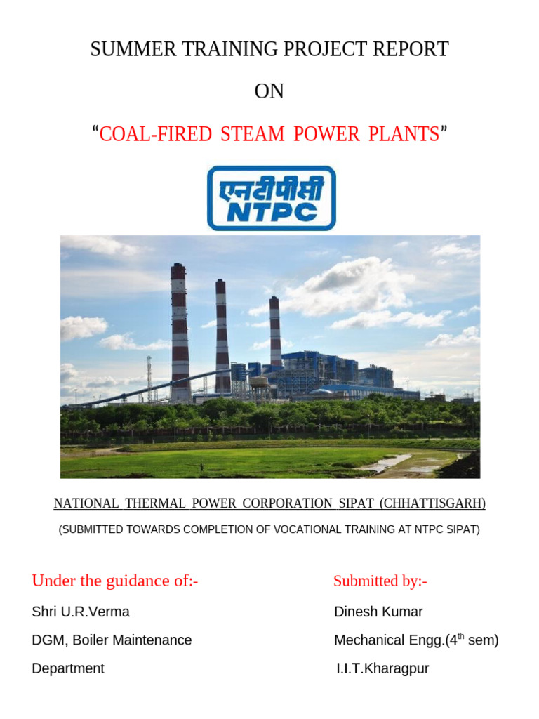 Ntpc National Thermal Power Corporation Sipat Mechanical Vocational Training Report 1 Haxxo24 II ...
