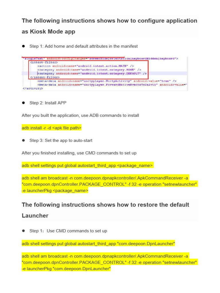 How To Configure Application As Kiosk Mode App | PDF