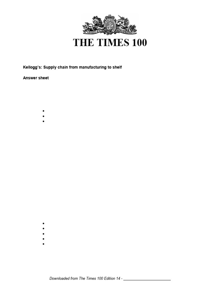 Worksheet-Supply Chain From Manufacturing To Shelf | PDF | Lean ...