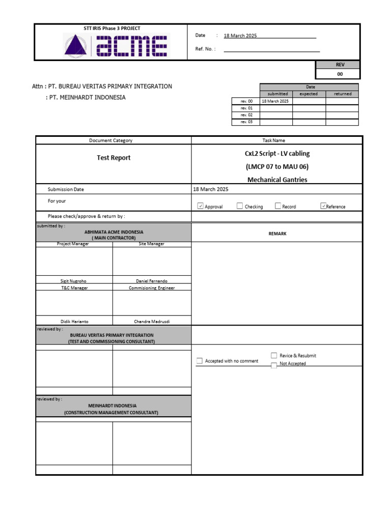 CxL2 LV Cabling Test Report | PDF | Specification (Technical Standard ...