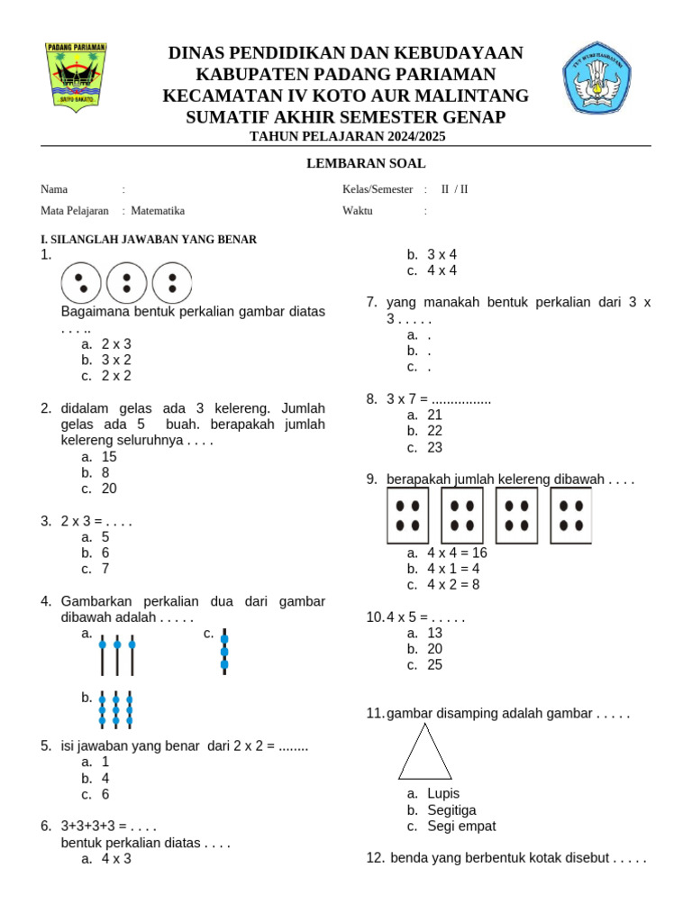 Lembaran Soal MTK Ok | PDF