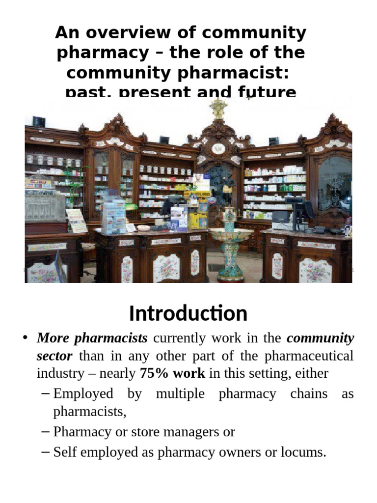Community Pharmacy: Past to Present | PDF | Pharmacy | Medical Prescription