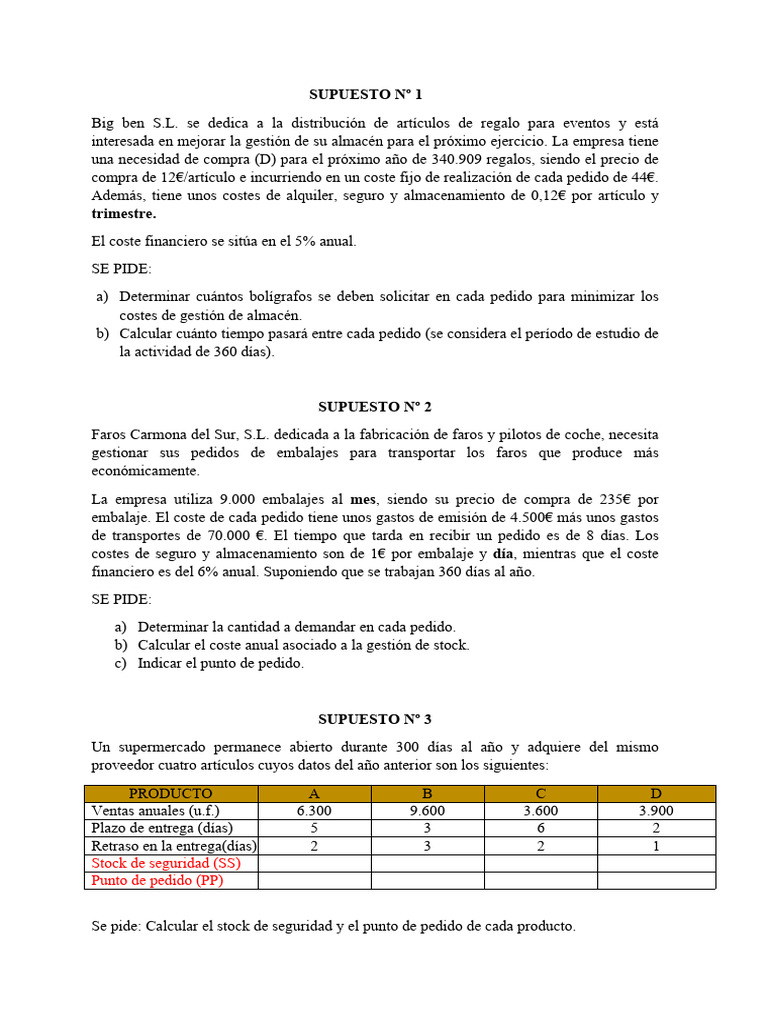 Supuestos Practicos Vop | PDF | Economias