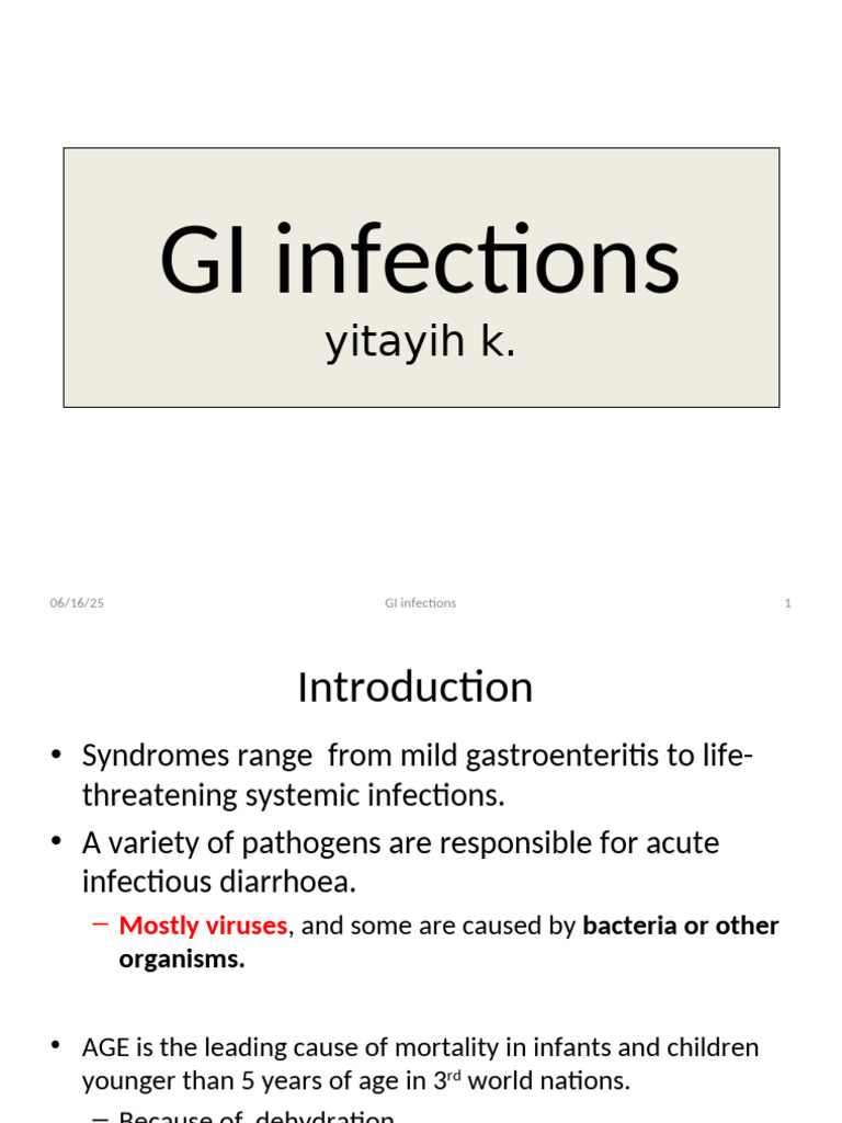 GI Infections | PDF | Diarrhea | Cholera