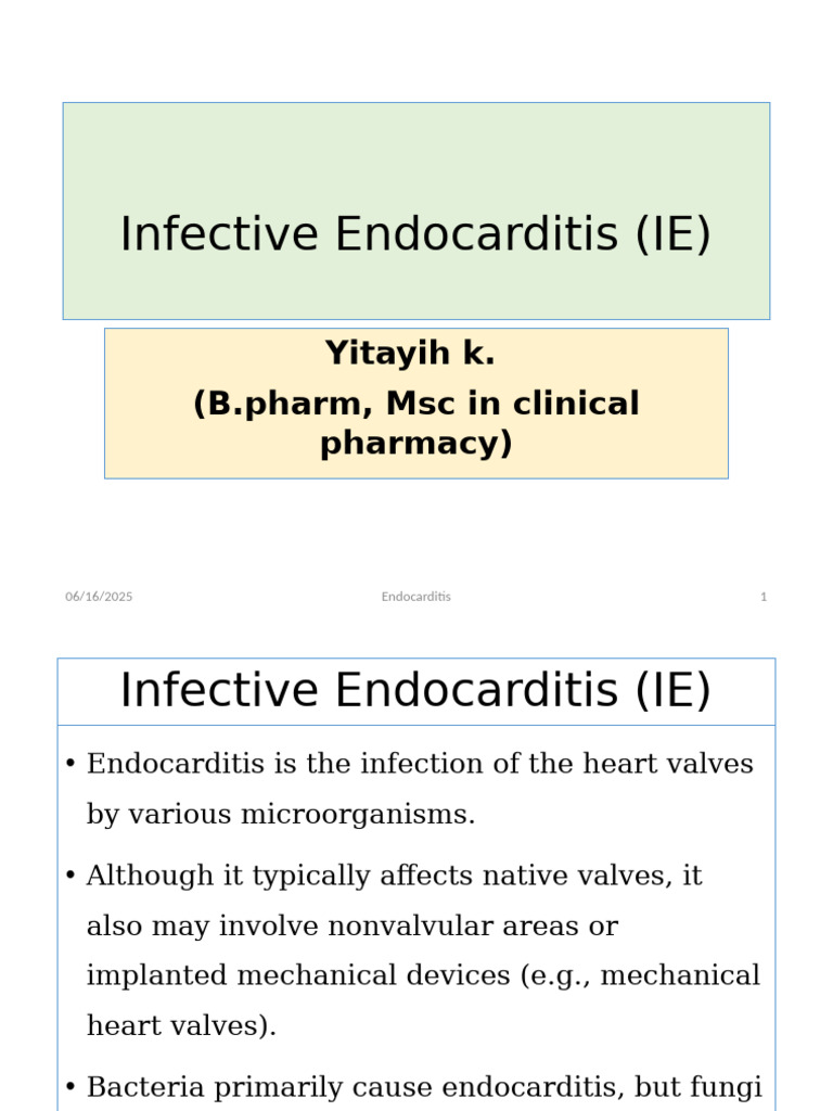 Infective Endocarditis (IE) | PDF | Streptococcus | Clinical Medicine