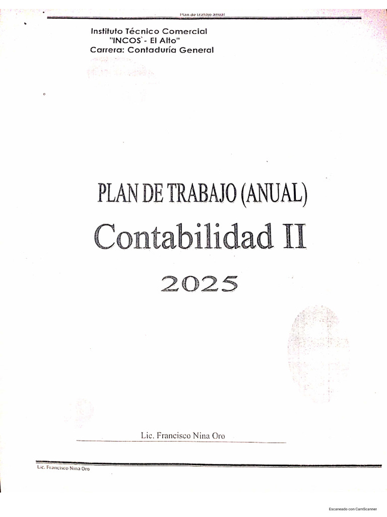 Plan de Estudios Contabilidad 2 | PDF