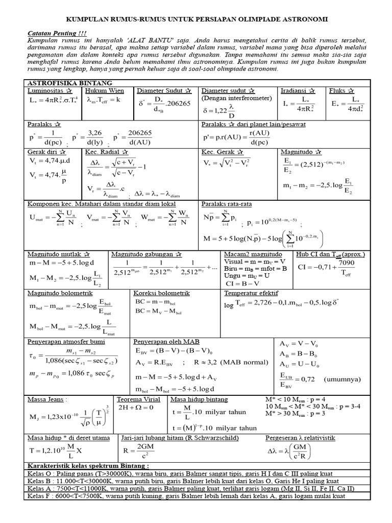 Rumus-Rumus OSN Astro | PDF