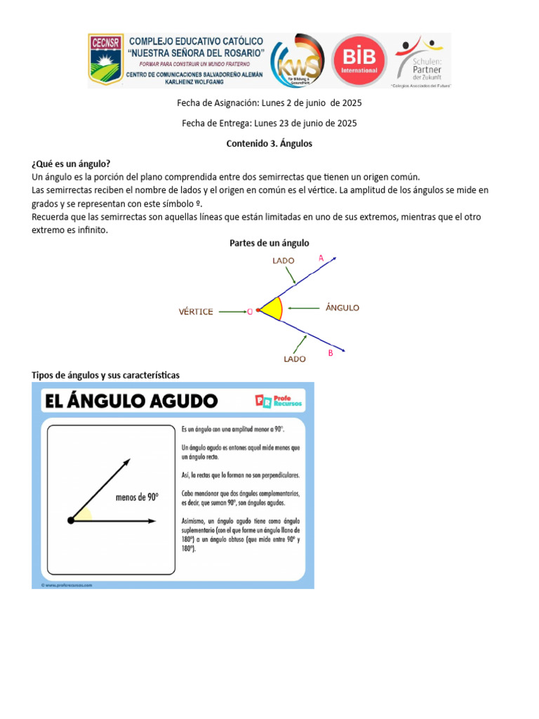 Contenido 3. Ángulos ¿Qué Es Un Ángulo? | PDF