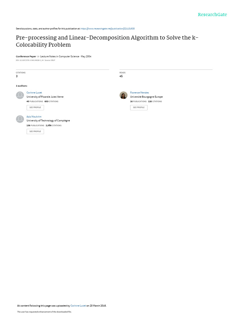 Pre-Processing and Linear-Decomposition Algorithm | PDF | Vertex (Graph ...