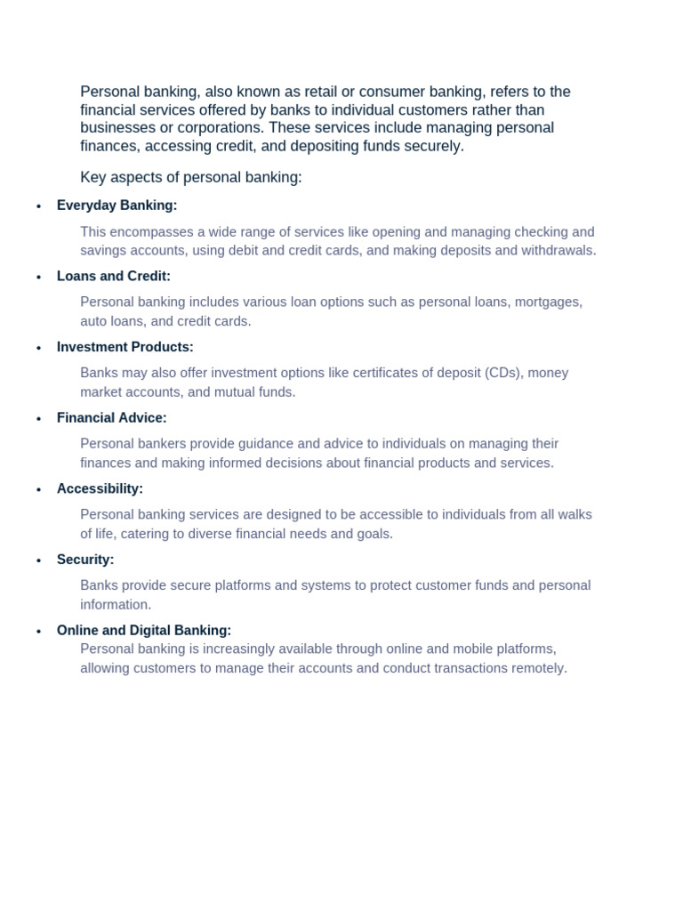 Personal Banking | PDF