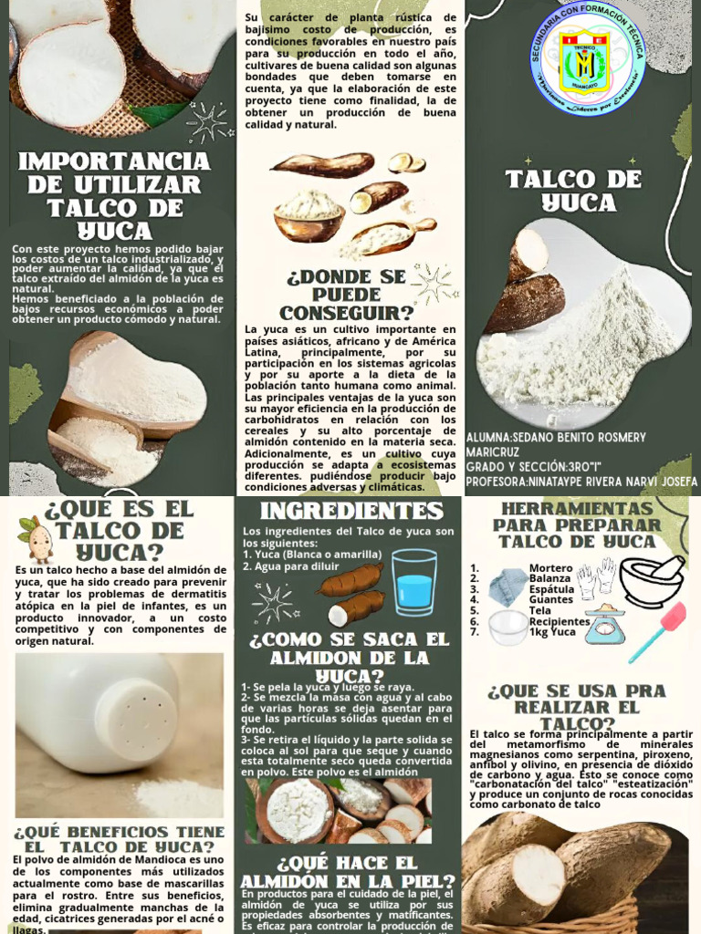 Talco de Yuca: Beneficios y Elaboración | PDF